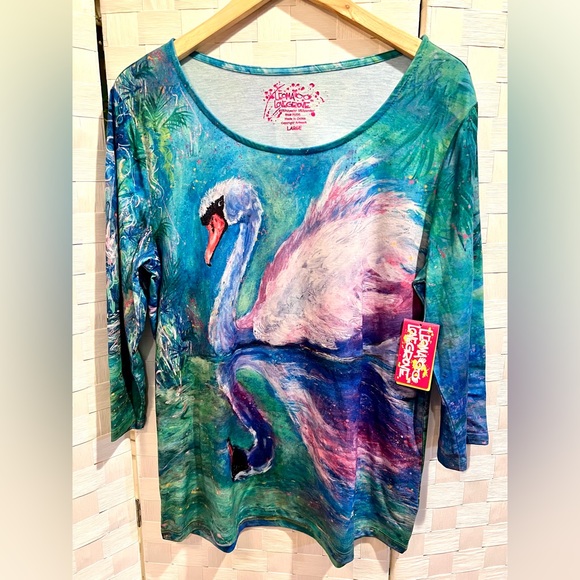 Leoma Lovegrove | Tops | Leoma Lovegrove Colorful Swan Top | Poshmark
